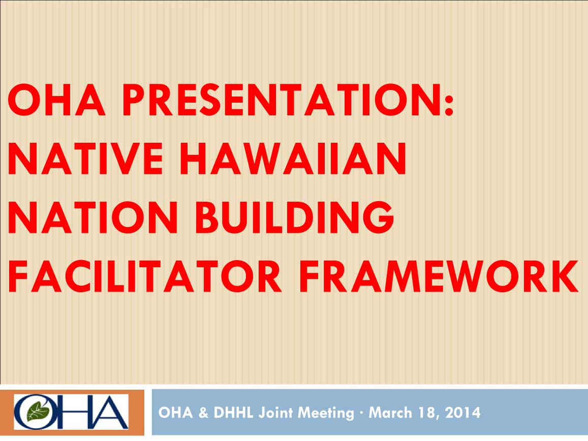 Department of Hawaiian Home Lands | Joint OHA-HHC Board Meeting ...