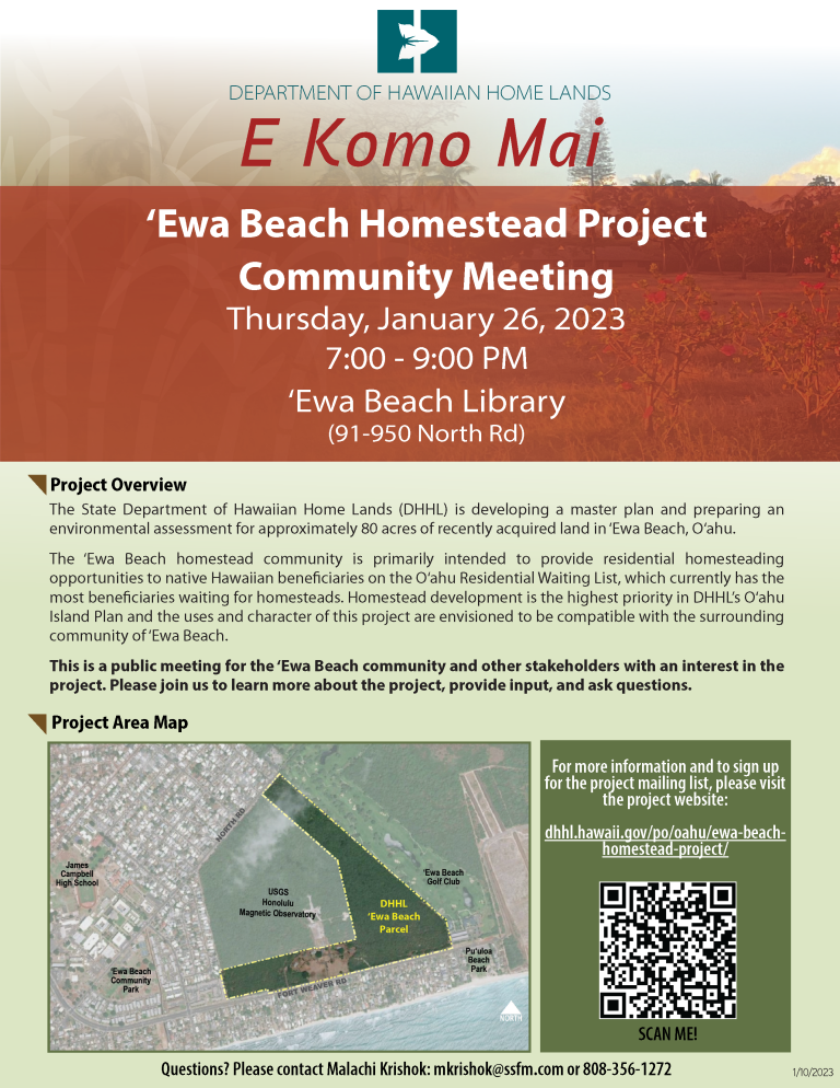 Department of Hawaiian Home Lands | ‘Ewa Beach Homestead Project
