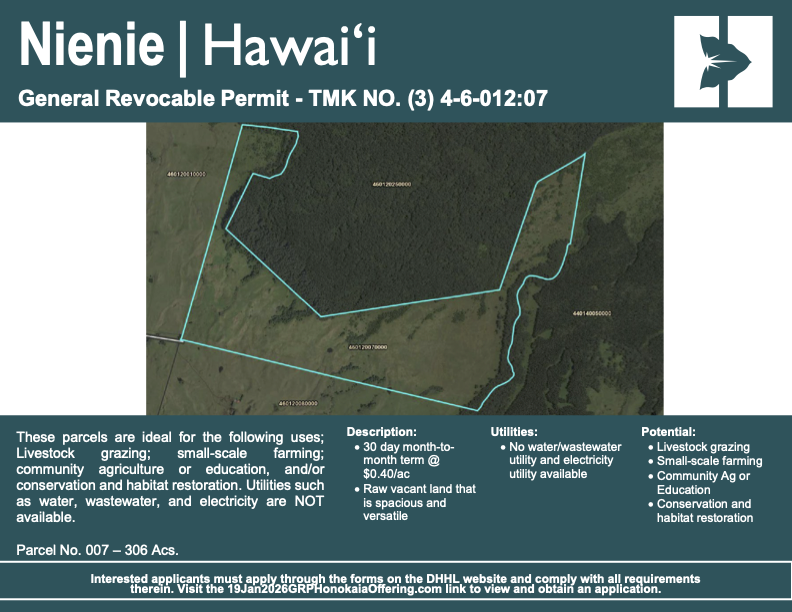 Revocable Permit Program Application – Department of Hawaiian Home Lands